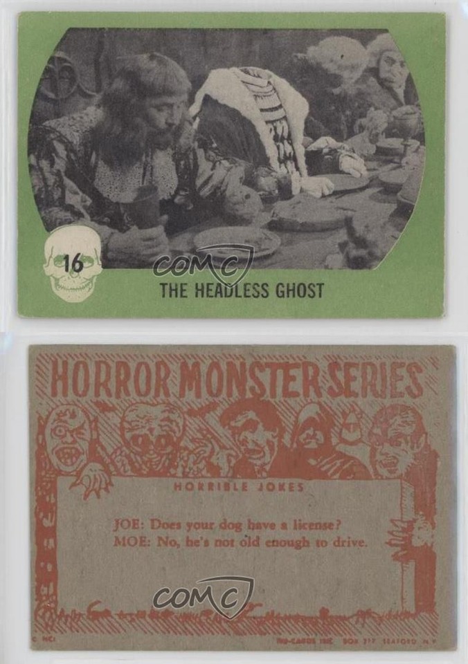 1961 Nu-Cards Horror Monsters Series 1 Gray Back The Headless Ghost #16 ...
