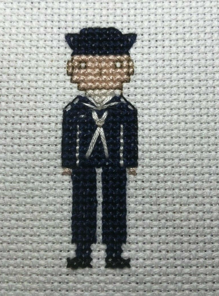 Miniature Navy Sailor finished cross-stitch - great gift idea ...