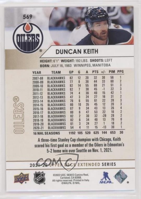 2021-22 Upper Deck Extended Series Speckled Rainbow Foil Duncan Keith ...