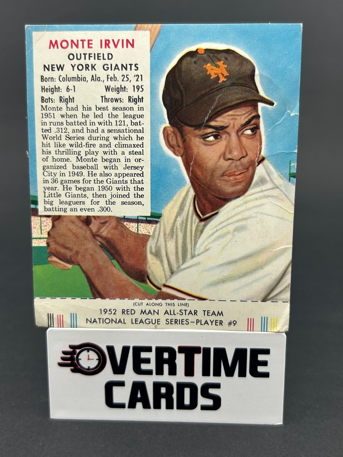 1952 Red Man Baseball Card No Tab #NL9 Monte Irvin New York Giants ...