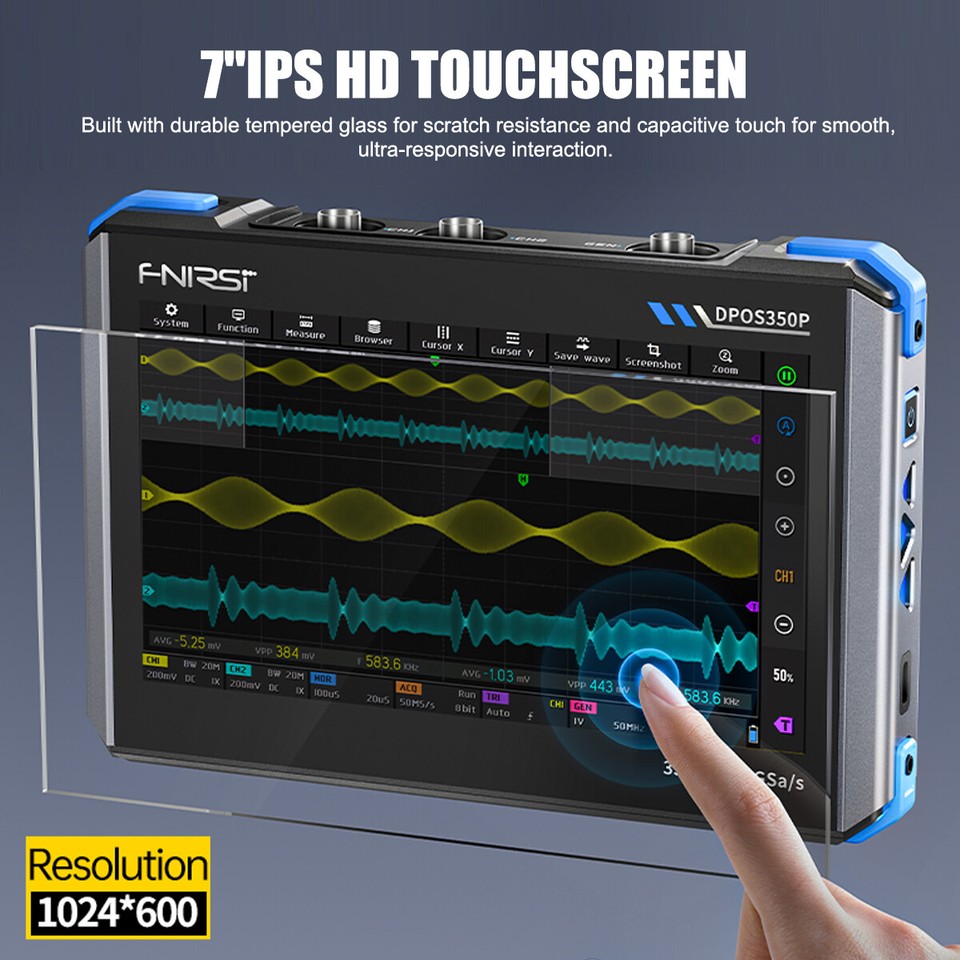 FNIRSI DPOS350P 4-in-1 350MHz Flat Panel Oscilloscope Signal Generator ...