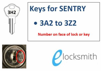 Key to code number Fits Sentry Fire Safes & Chest 1100 1170 H2100 3A2 ...