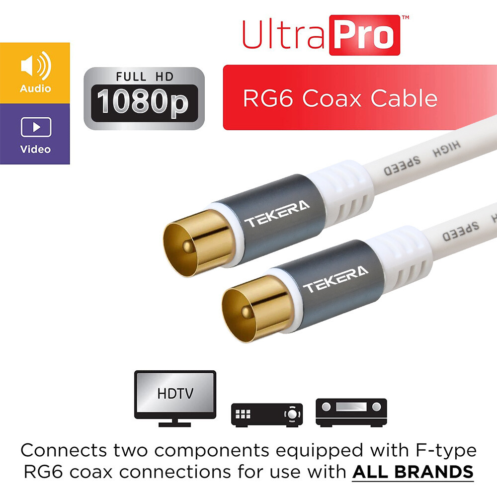 TV Antenna Extension Cable PAL Male to Male Aerial Flylead Coax RG6 ...