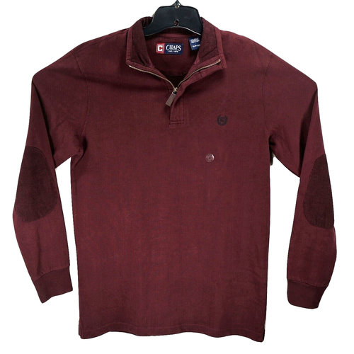 New Chaps by Ralph Lauren Men's Red S 1/4 Zip Sweater Pullover Elbow ...