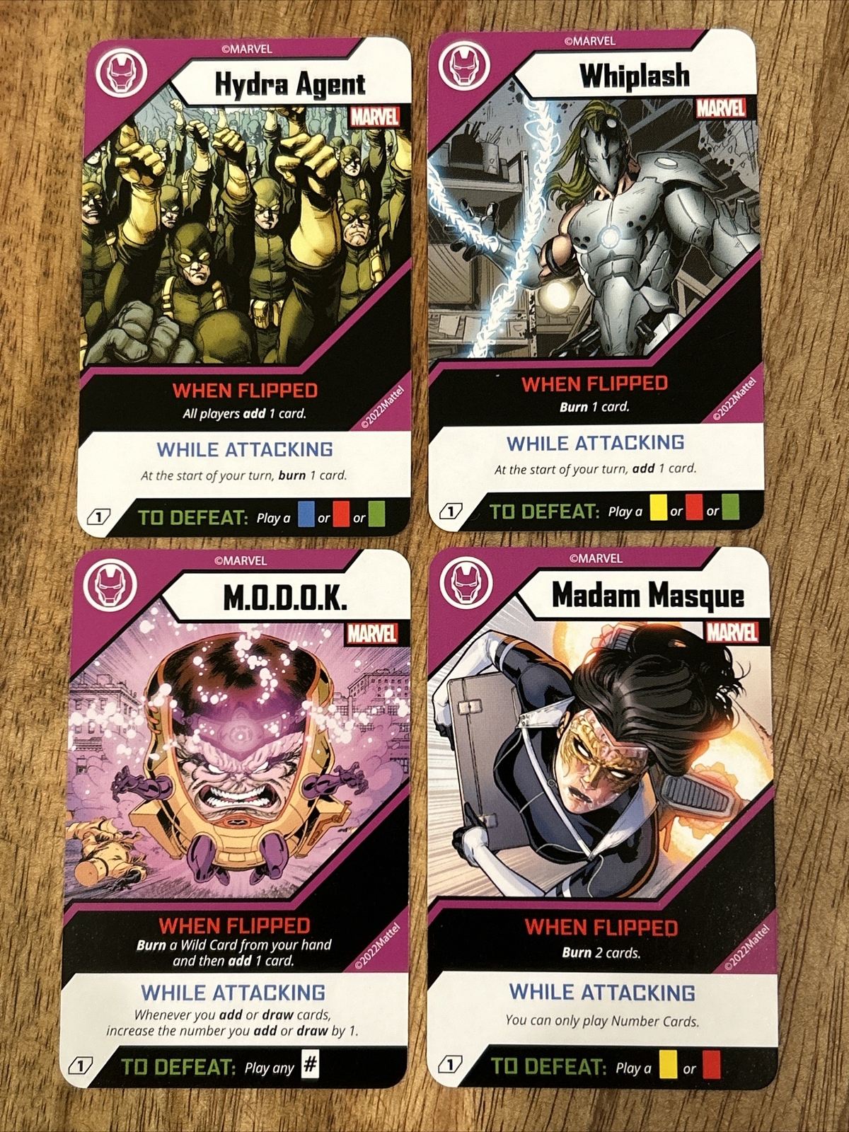 Marvel UNO Ultimate - IRON MAN - (Lot of 4) Whiplash Hydra MODOK Madam ...
