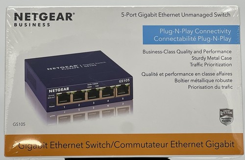 NEW IN BOX - NETGEAR GS105 ProSafe - 5 Port Gigabit Ethernet Unmanaged ...