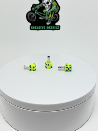 (3) Resin Dice Brake Cable Ends Neon Yellow W/Blue. BMX & Bikes ...