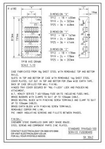 RYEFIELD TPN 18 Way Board 100A Fuse Units TP18AVS100 | eBay UK