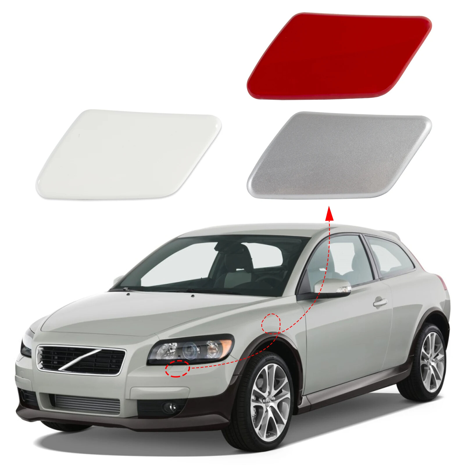 Left RIght Front Bumper Headlight Washer Cover Cap For Volvo C30 2006 ...
