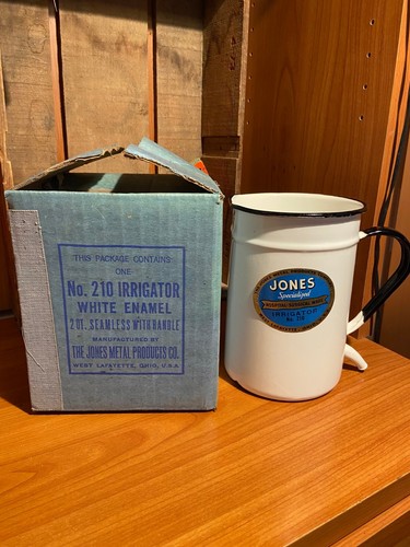 Rare Vintage Enamel Black & White Irrigator Jones Metal Products No. 210 NOS | eBay