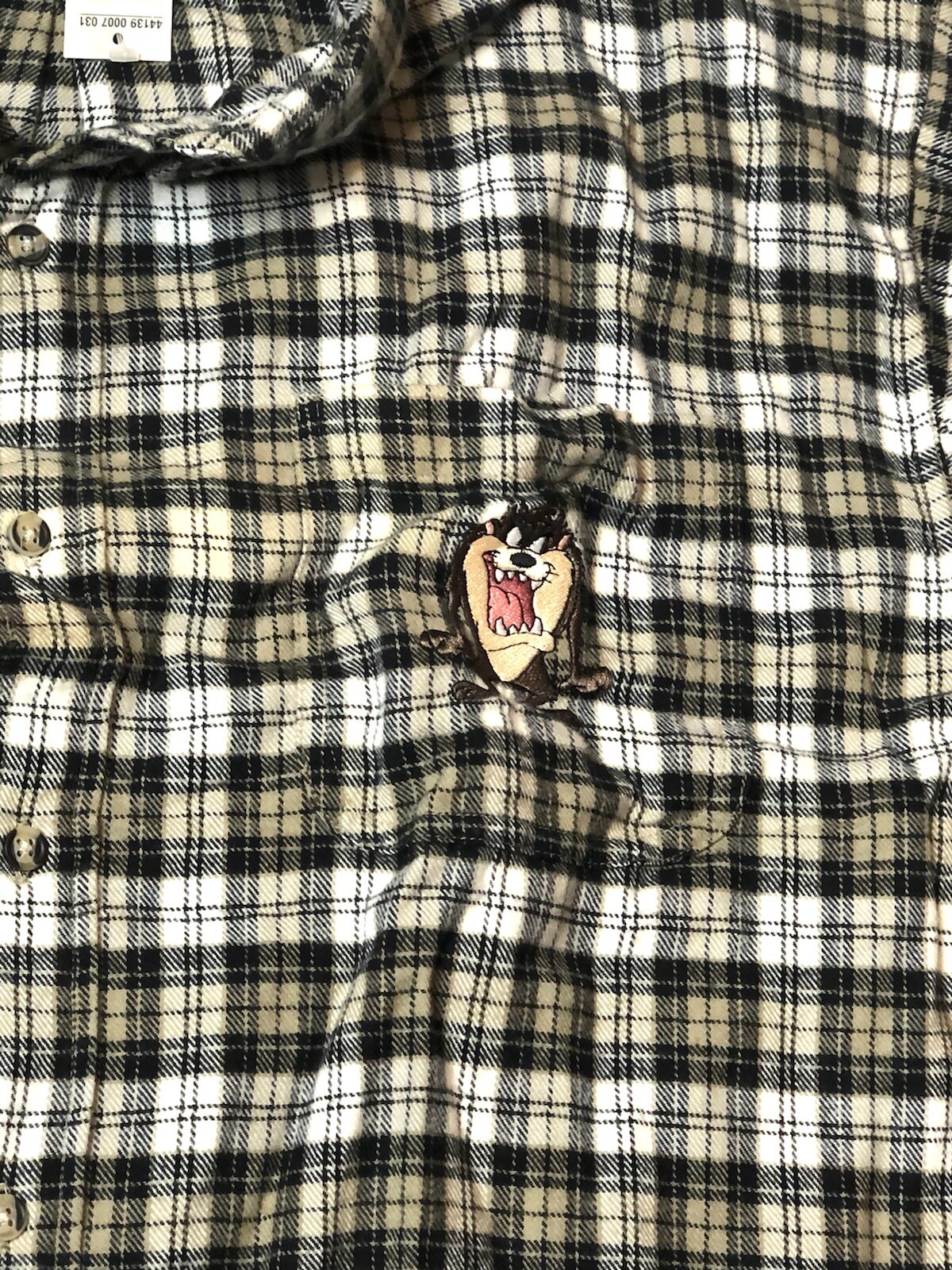 1999 Warner Bros Studio Store Tazmanian Devil Flannel Button Up Shirt ...