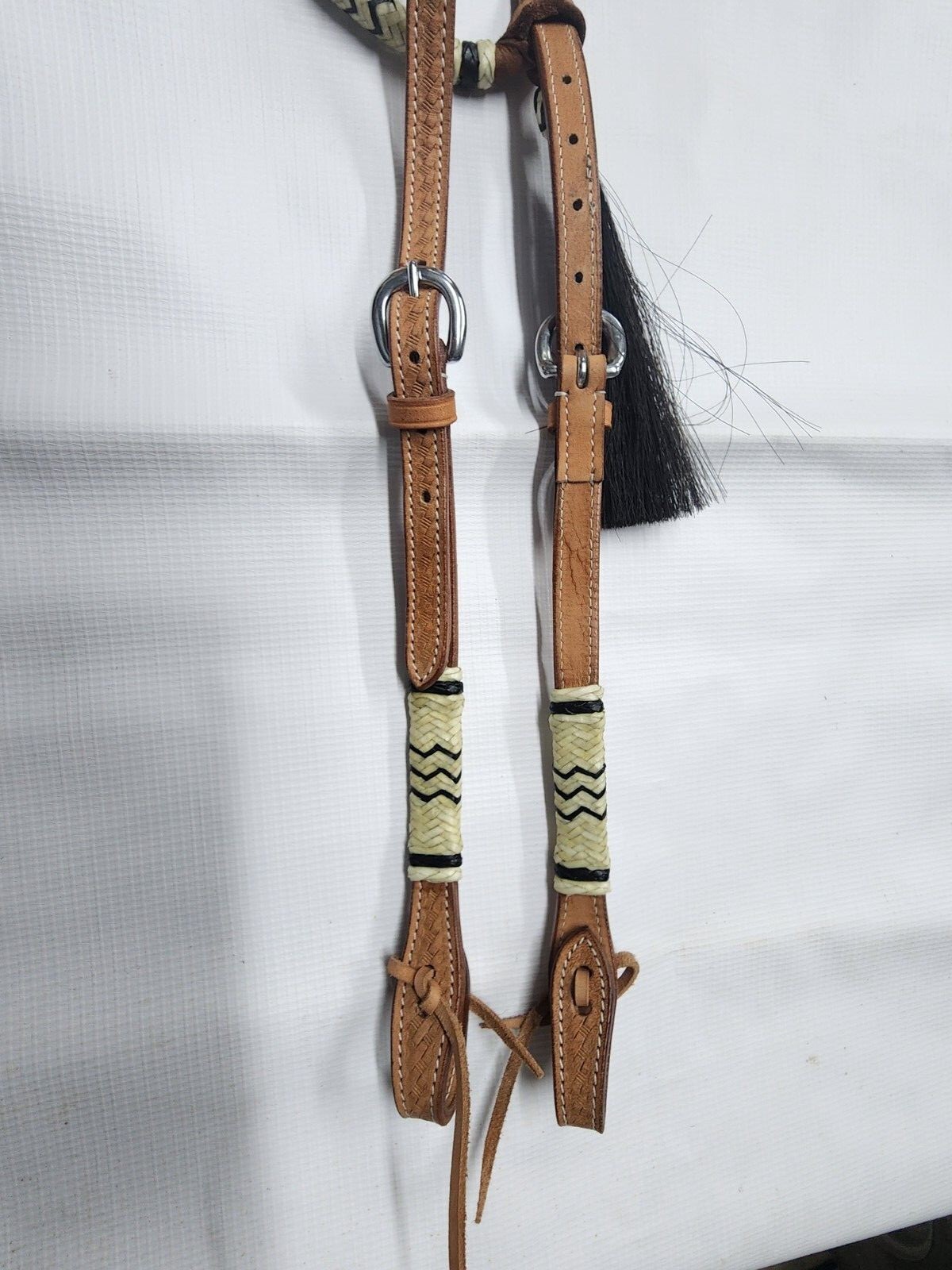 Western One Eared Leather Bridle w/Rawhide & Horse Hair In Different ...
