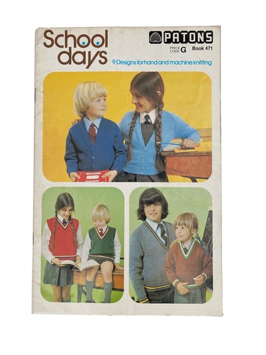 Patons Book 471 School Days Girls Boys Vintage Knit Patterns | eBay