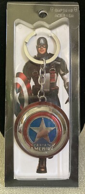 Captain America Key Chain Sheild With Enamel Red Blue & Center Silver ...