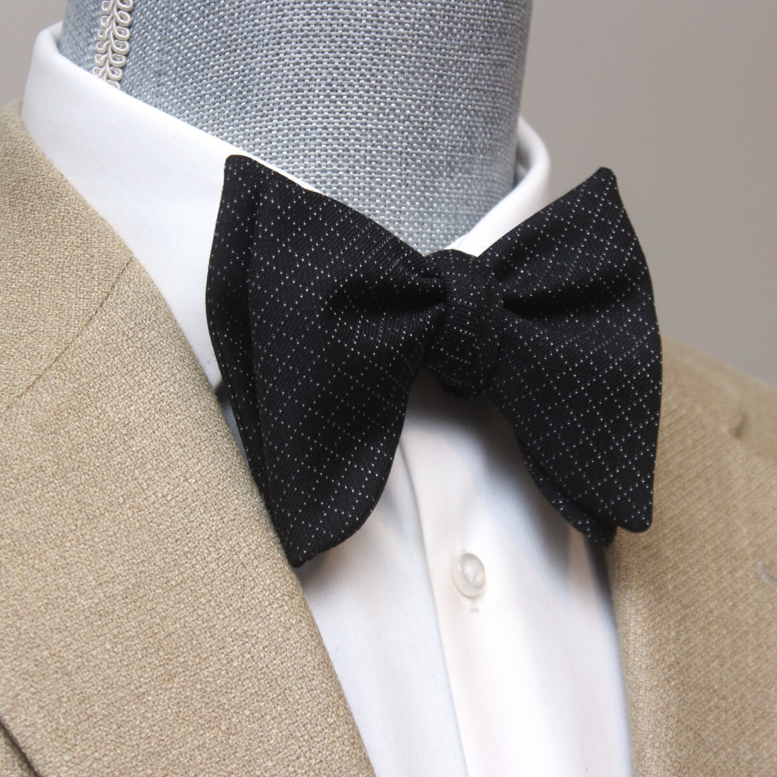 Men's Self tied Bow Tie Silk Bowtie Big Butterfly Bow tie S619 Black ...