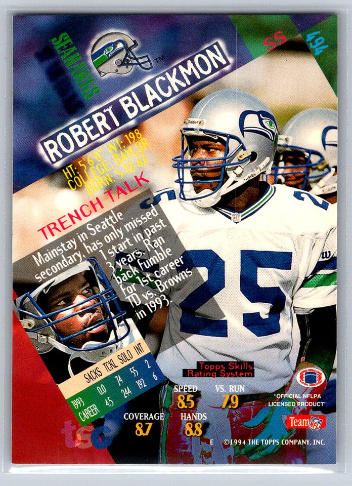 # 494 Robert Blackmon Seattle Seahawks 1994 Stadium Club | eBay