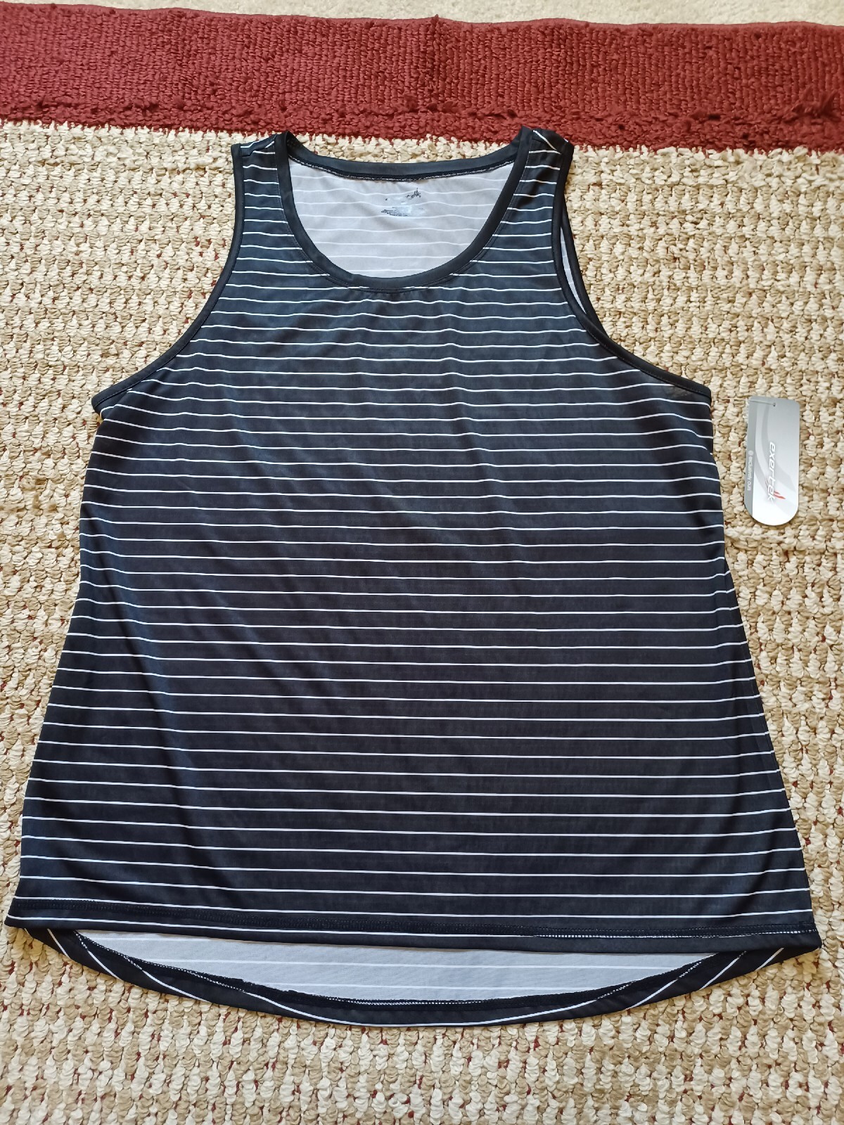 Exertek Women's Size L/G Black White Striped Exercise Athletic Tank Top ...