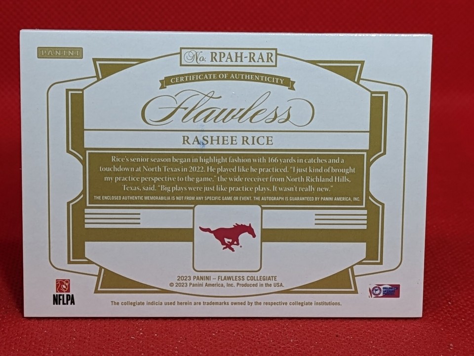 Rashee Rice 2023 Flawless Collegiate RC RPA Rookie Patch Auto Chiefs ...