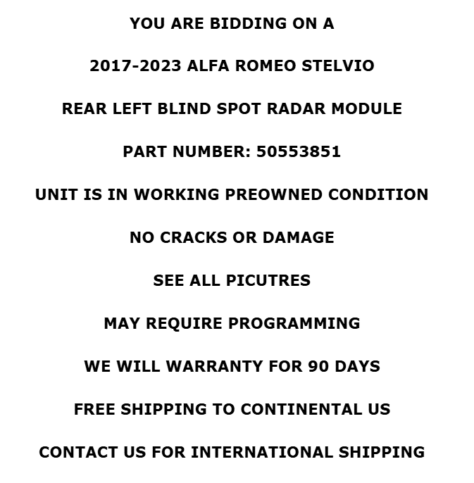 2017-2023 Alfa Romeo Stelvio Rear Left or Right Blindspot Sensor Module ...