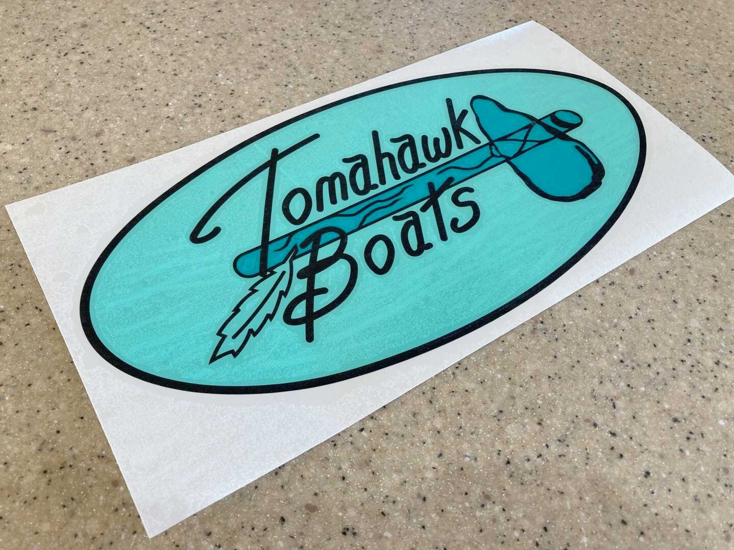 Tomahawk Vintage Fishing Boat Decals 12" Die-Cut Vinyl Pair + FREE ...