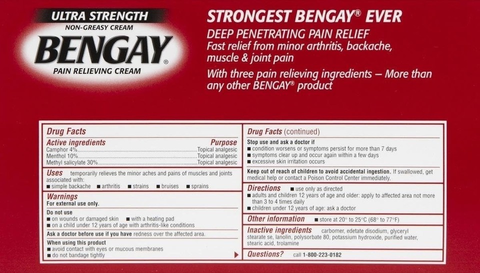 Bengay Ultra Stength Pain Relieving Cream, Non-Greasy-Ultra Strength, 2 ...