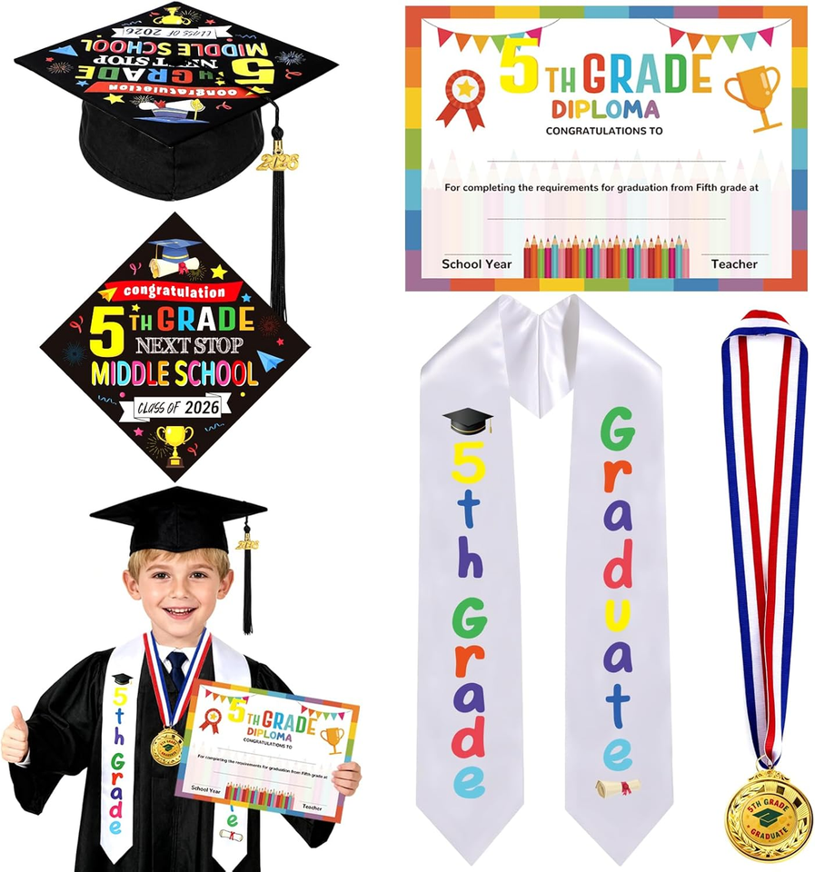 4Pcs 5Th Graduation Decorations 2026, 5Th Grade Graduation Stole Sash ...