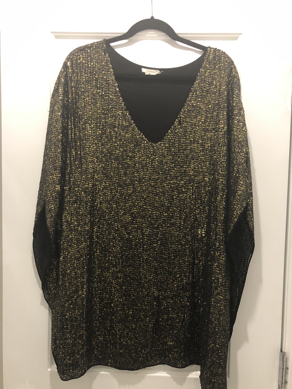 Renzo + Kai Gold Shiny Sequin Oversize Fancy Tunic Bl… - Gem