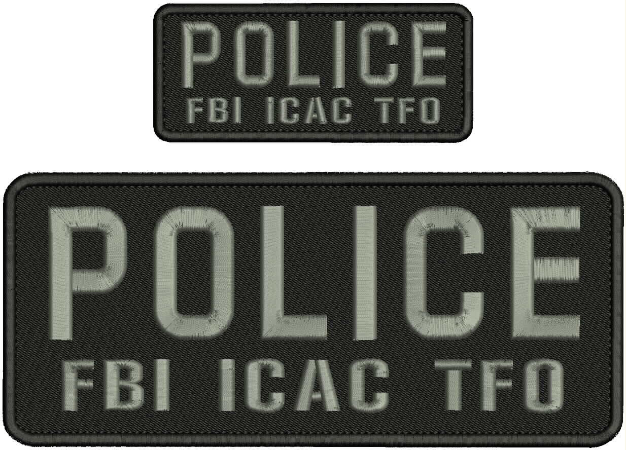POLICE FBI ICAC TFO embroidery patches 4x10 and 2x5 hook grey letters ...