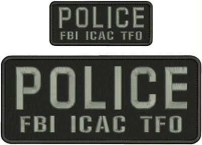 POLICE FBI ICAC TFO embroidery patches 4x10 and 2x5 hook grey letters ...
