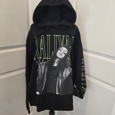 NWT Unisex Licensed Black Aaliyah Oversized Graphic Print Hoodie Size XL | eBay