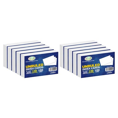Pack of 1000 White Index Cards Plain Revision Note Taking 3.5" x 5 ...