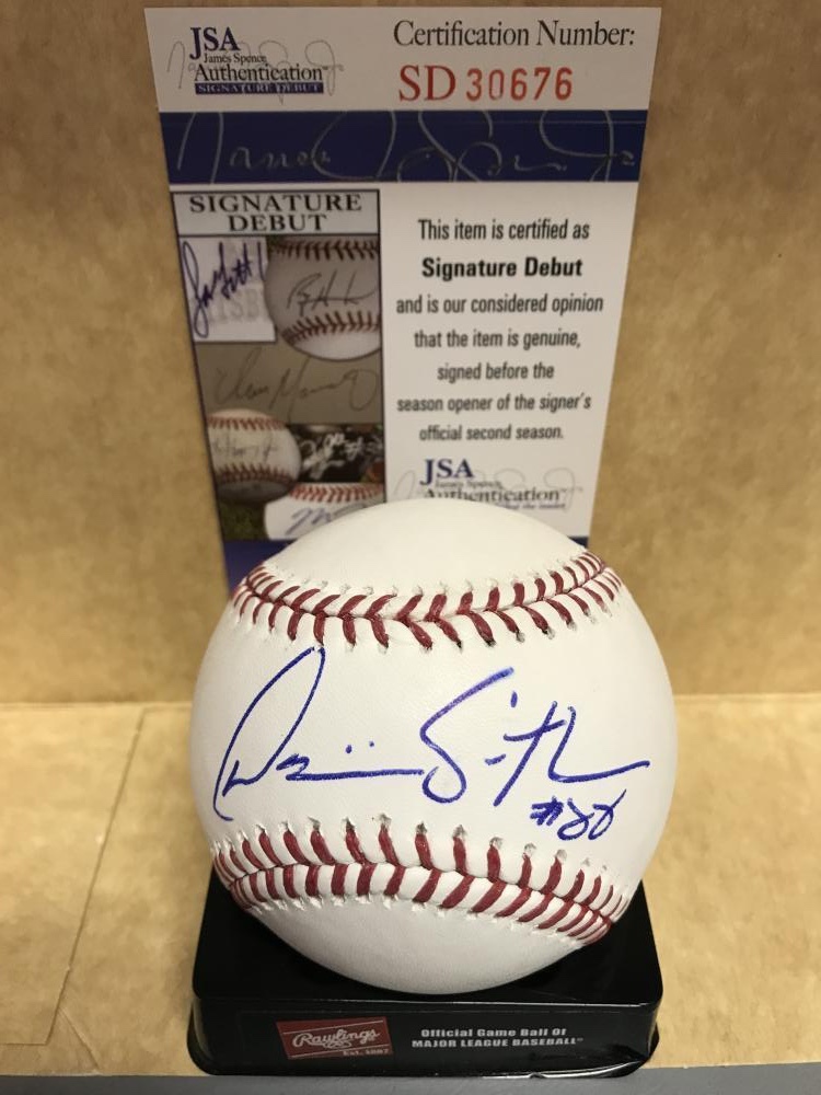 DOMINIC SMITH #88 NY METS SIGNATURE DEBUT SIGNED M.L. BASEBALL JSA SD ...