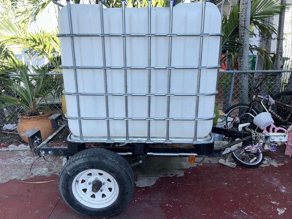 275 Gallon IBC Water Tank on Utility Trailer portable Mobile Water ...