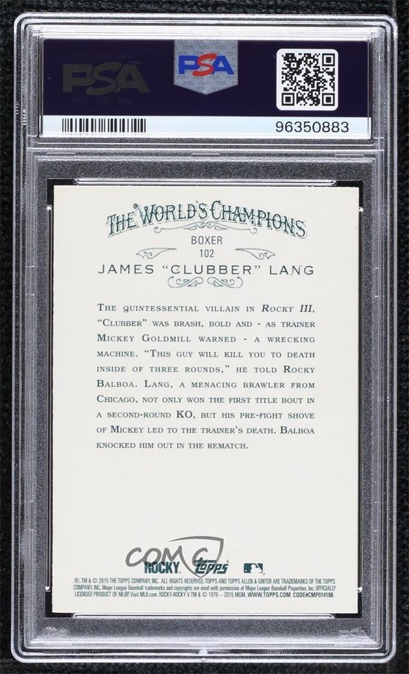 2015 Topps Allen & Ginter's James Clubber Lang Mr T #102 PSA 10 GEM MT ...