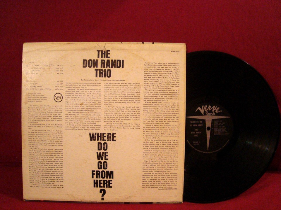 THE DON RANDI TRIO WHERE DO WE GO FROM HERE? VERVE JAZZ LP VG++ | eBay