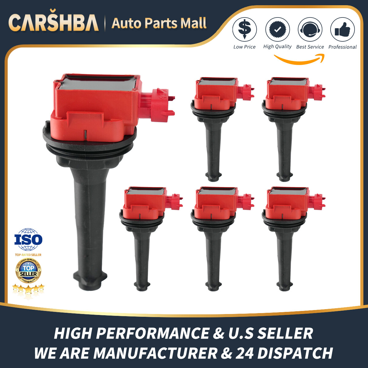 Red6*OEM Ignition Coil For Volvo S60 C70 S70 XC70 XC90 1999-2016 2.3L 2 ...