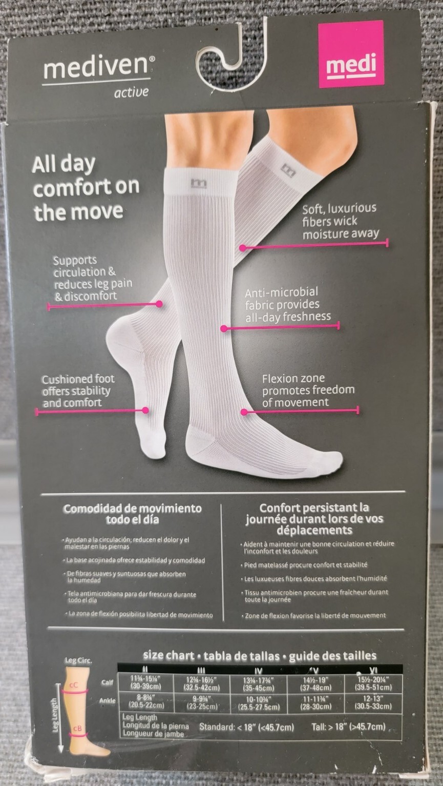 Mediven Active Medical Compression Socks Closed Toe White New in Box | eBay