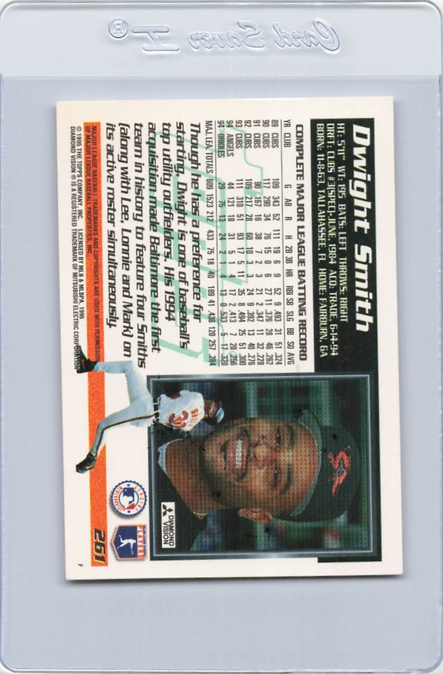 1995 Topps #261 Dwight Smith Orioles Signed Auto *K854 | eBay