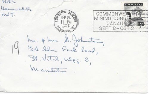 1957 Cover. Edmonton Alta. slogan "Commonwealth Mining Congress" Coutts ...
