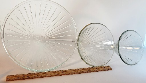 Funnel Set of 3 Ribbed Heavy Flint Glass Mooney AIR VENT Lab Pharmacy ...