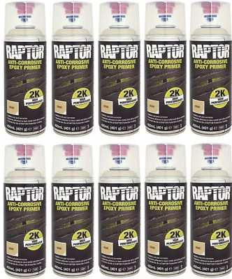 10x UPOL RAPTOR 2K BEIGE 400ML AEROSOL ANTI-CORROSIVE EPOXY PRIMER Bed ...