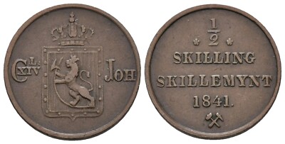 Norway - Norway 1/2 Skilling 1841 - Copper, 4.54g, Ø 21.5mm Km#305 | eBay