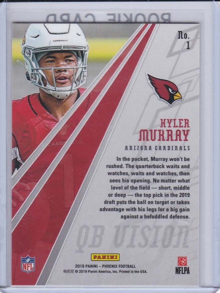 KYLER MURRAY ROOKIE CARD Football 2019 PHOENIX QB VISION RC Arizona ...