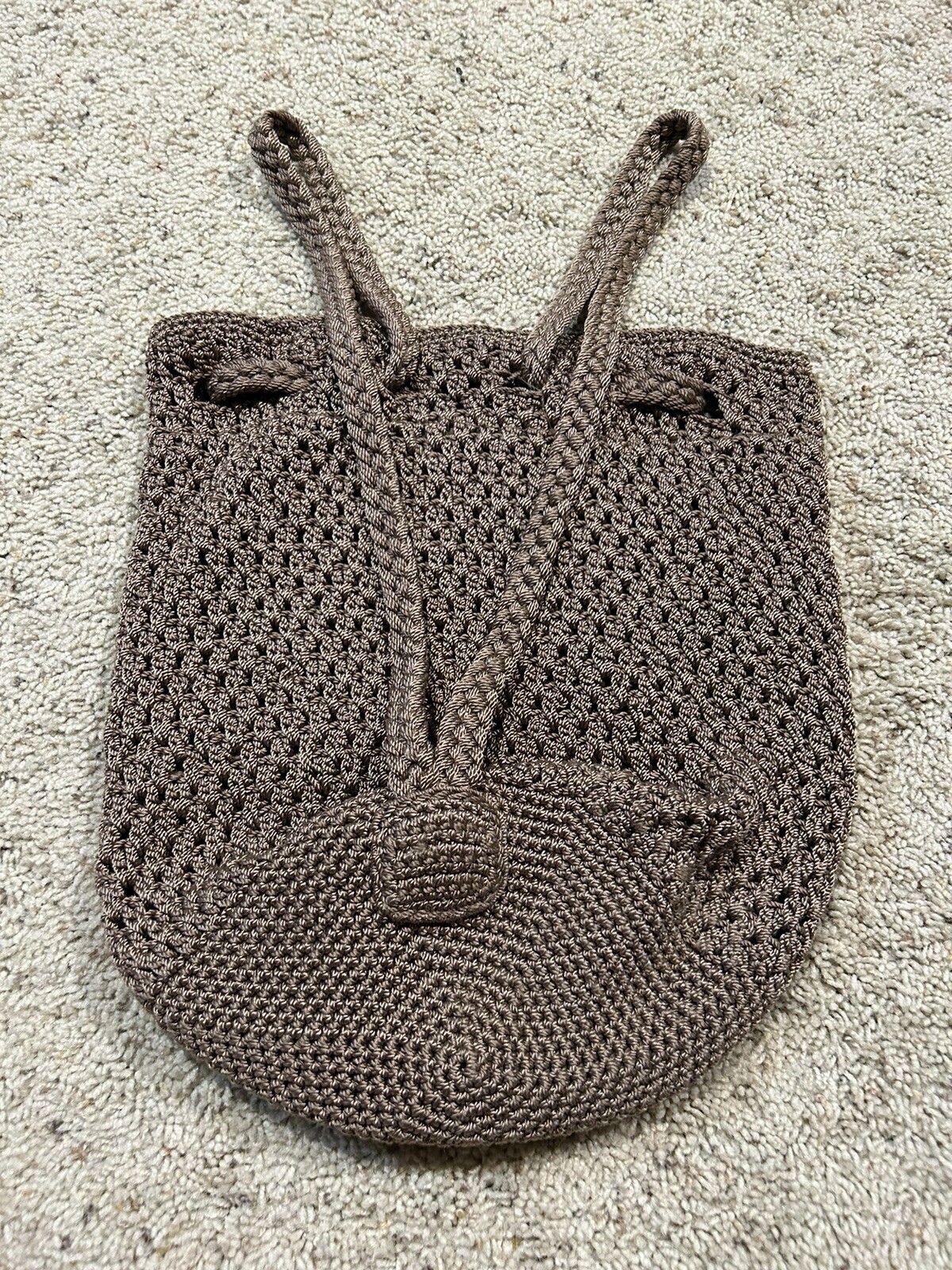 THE SAK Crochet Drawstring Bucket Backpack Slingback … - Gem