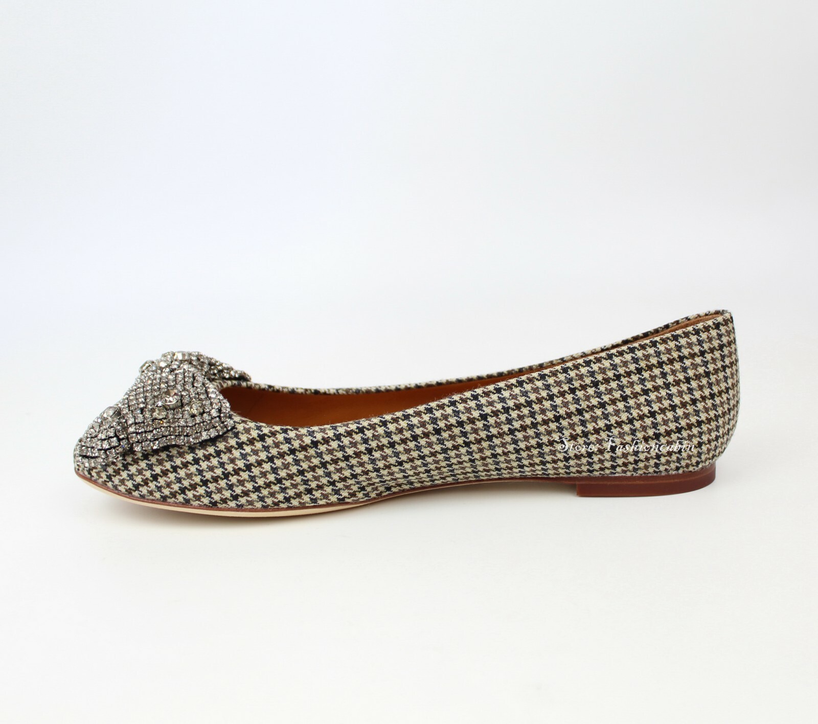 NEW Tory Burch Crystal Bow Houndstooth Ballerina Flat, 7M, MSRP $378 | eBay
