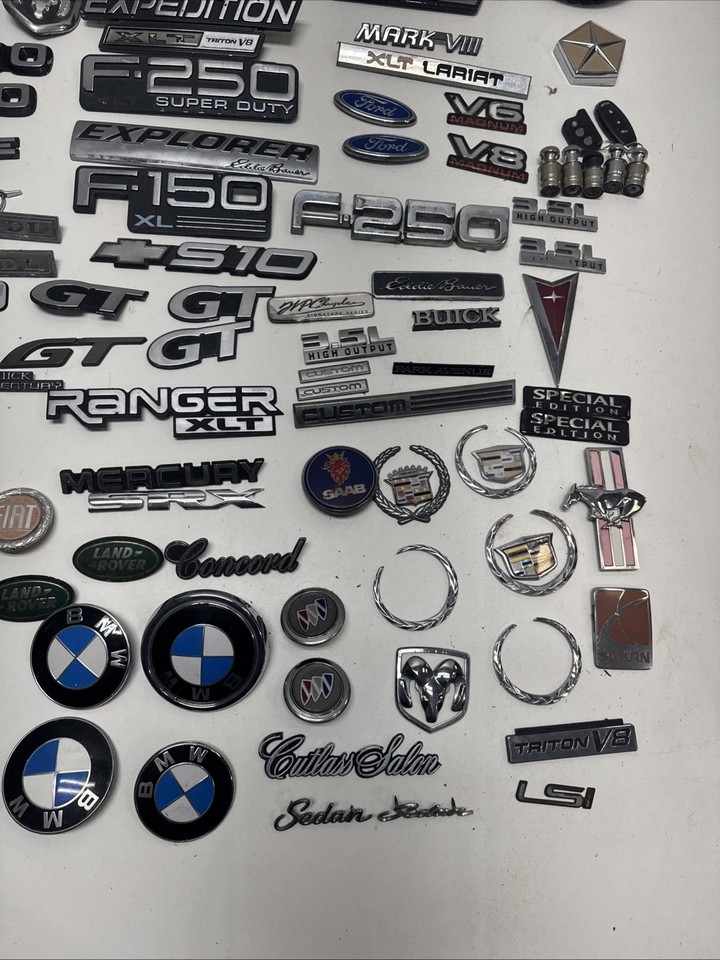 HUGE CAR / TRUCK AUTOMOTIVE EMBLEM LOT - BADGES LOGOS LETTERS CHEVY GM ...