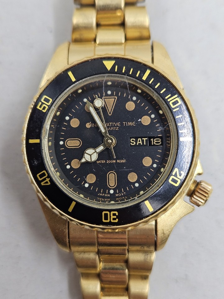 InnovativeTime Quartz GoldTone Water/Shock Resistant Watch 7" 28.5mm ...