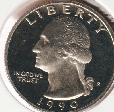 1990-S Proof Washington Quarter Dollar Coin from US Proof Set ...