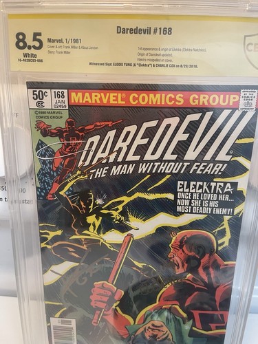 DAREDEVIL #168 • 1ST ELEKTRA • CBCS 8.5 SIGNED BY CHARLIE COX & ELODIE ...