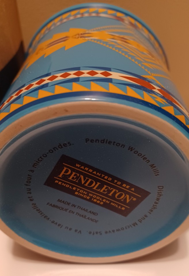 Pendleton Woolen Mills Mug 18 oz Aztec Pattern Southwestern Teal Blue ...